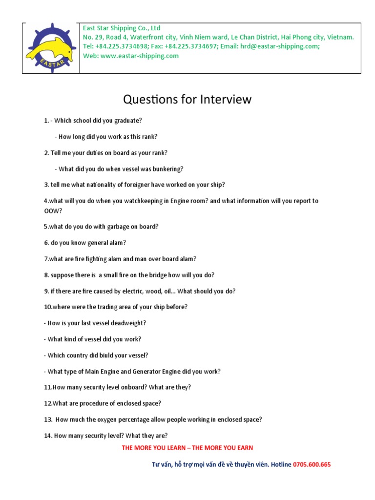 Interview Question - OLR ER | PDF | Transport | Ships