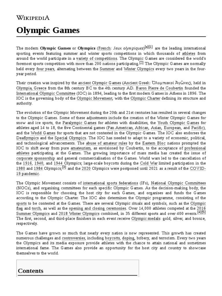 Olympic Games | PDF | Olympic Games | Olympic Sports