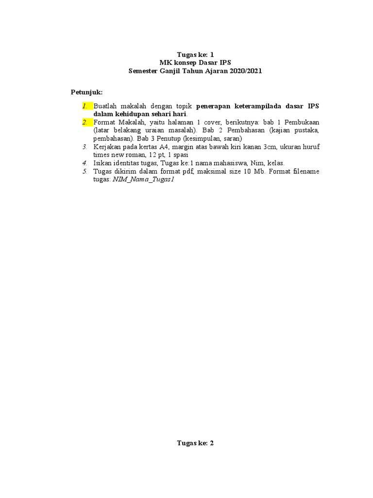 Lampiran 5 Templete Tugas K.D.IPS | PDF