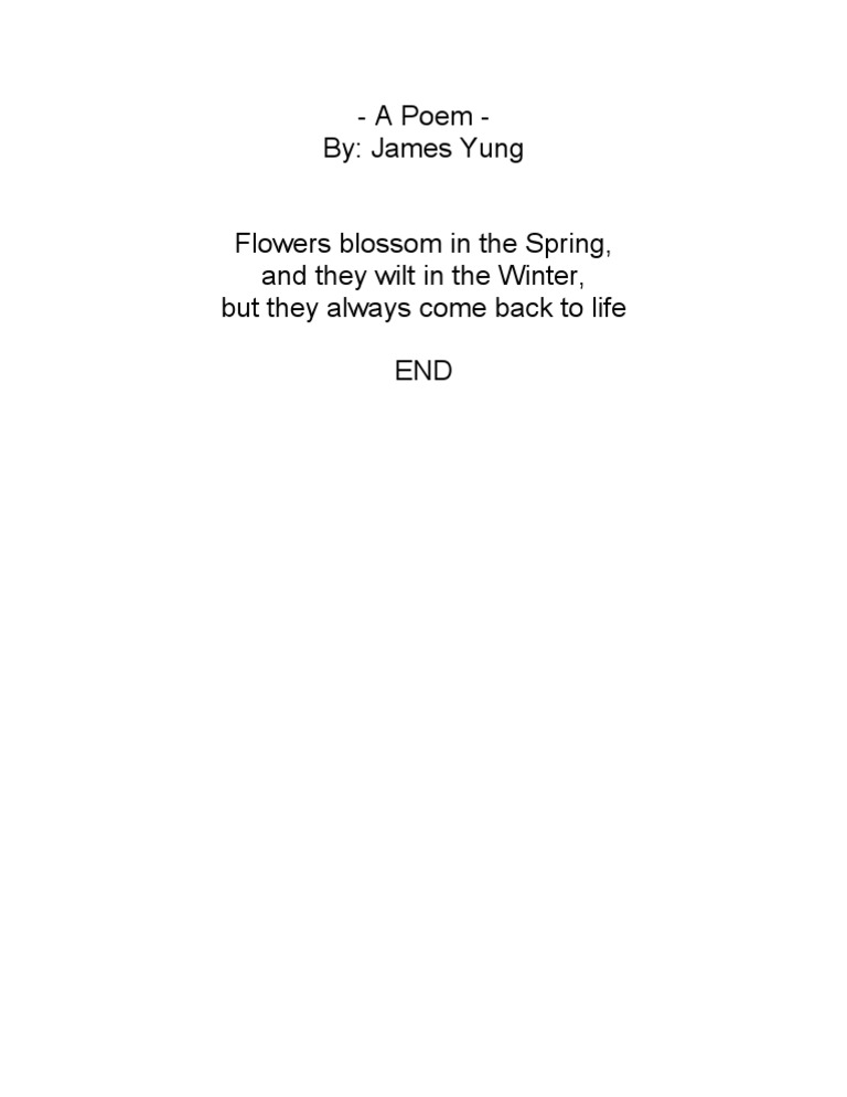Spring Flowers: A Poem by James Yung | PDF