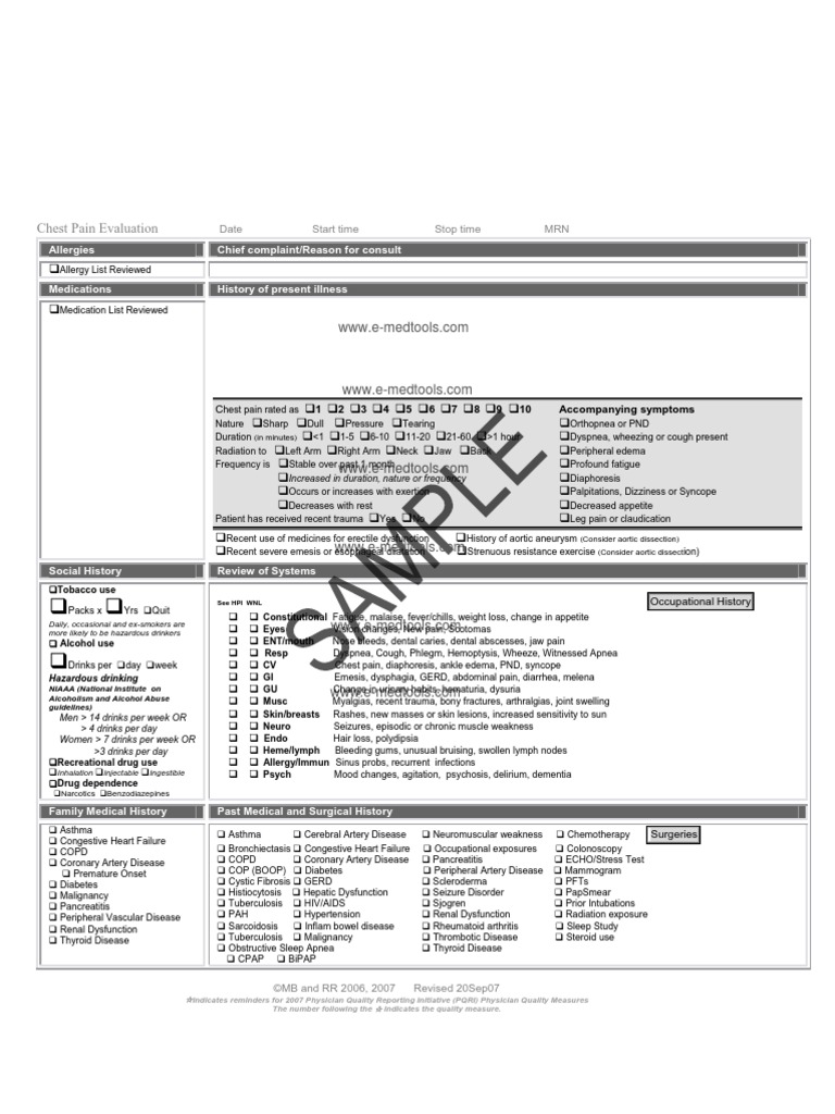 Chest Pain Evaluation | PDF | Thorax | Myocardial Infarction