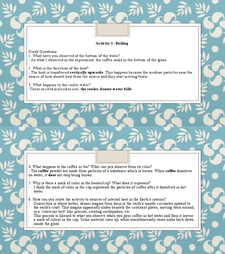 Activity 1 Boiling (Questions) Earth Science-Experiment | PDF