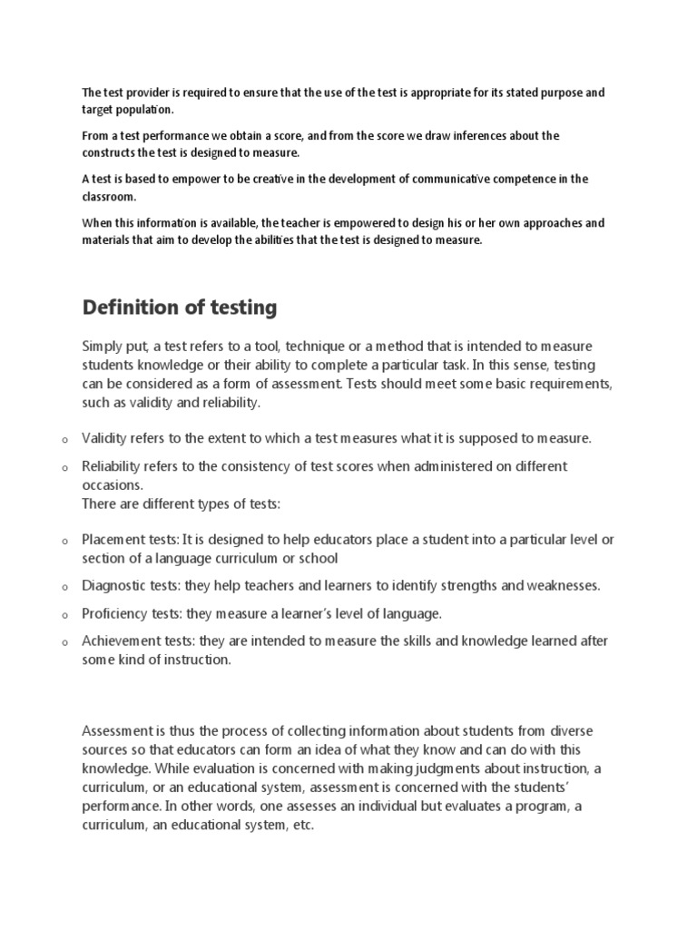 What Is Test..draft | PDF | Educational Assessment | Test (Assessment)