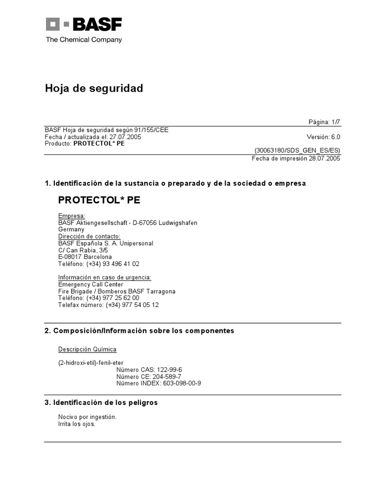 Msds Protectol Pe | PDF | Agua | Contaminación