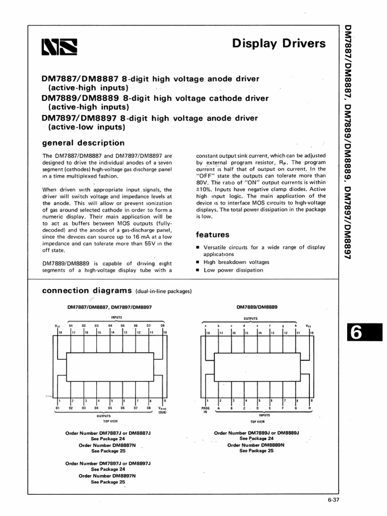 Display Drivers: HLGH Voltage Gas Discharge Panel | PDF | Electrical ...