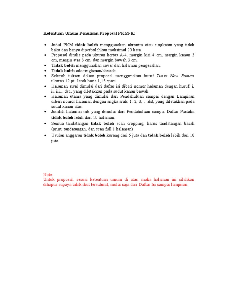 Panduan Penulisan Proposal PKM-K | PDF