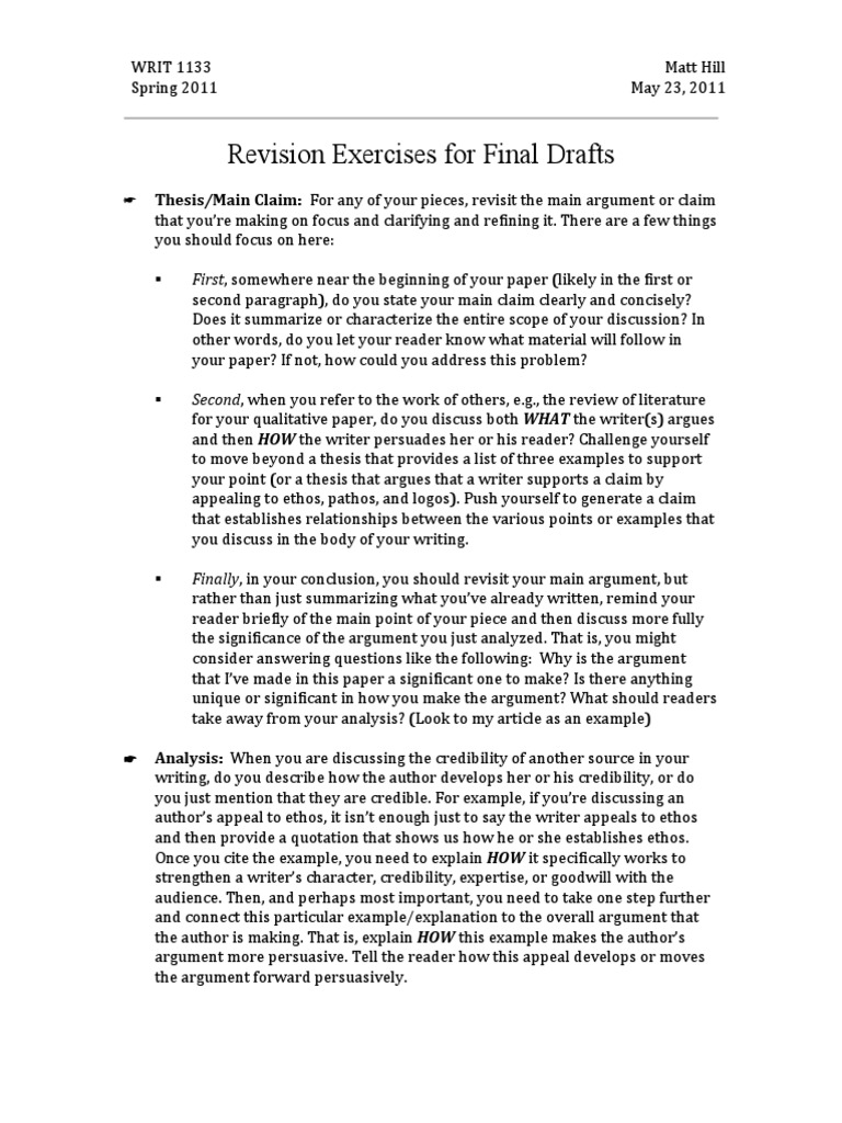 1133 Revision Exercises | PDF | Argument | Credibility