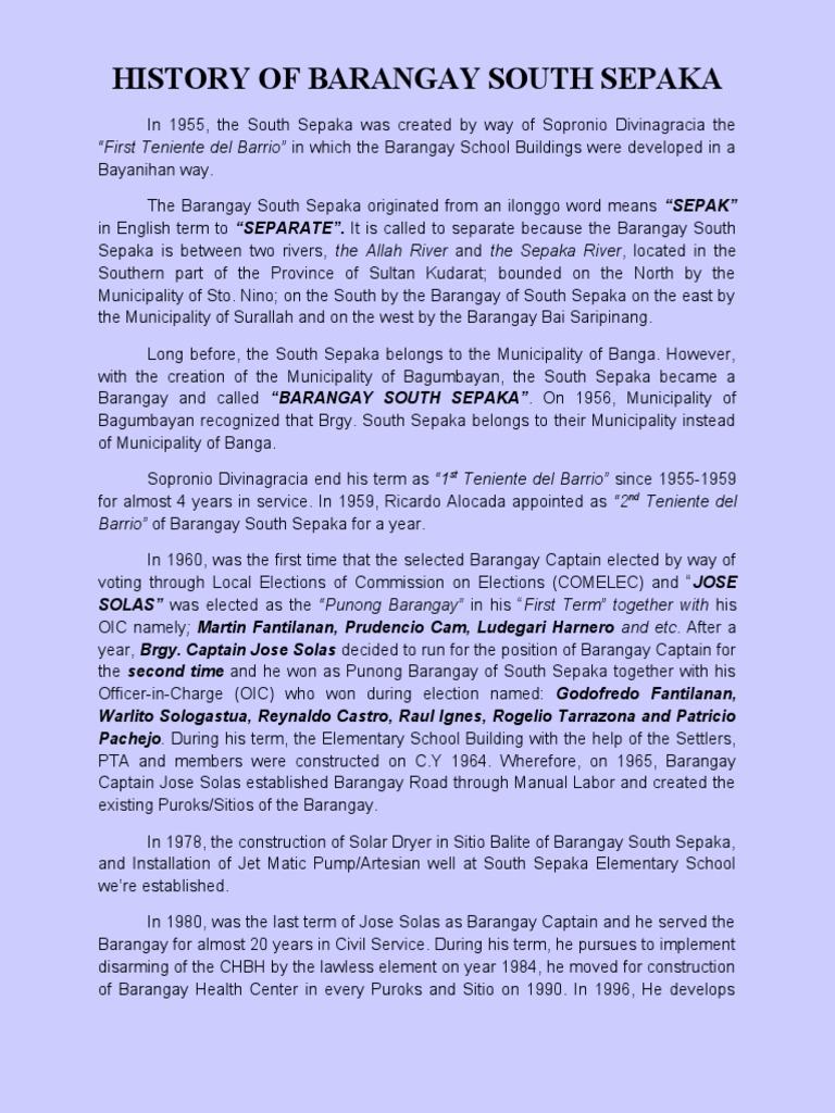Barangay South Sepaka, Bagumbayan, Sultan Kudarat | PDF | Philippines