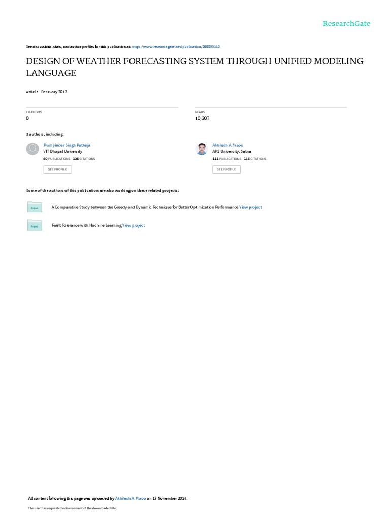 UML-Based Weather Forecasting Design | PDF | Use Case | Unified ...