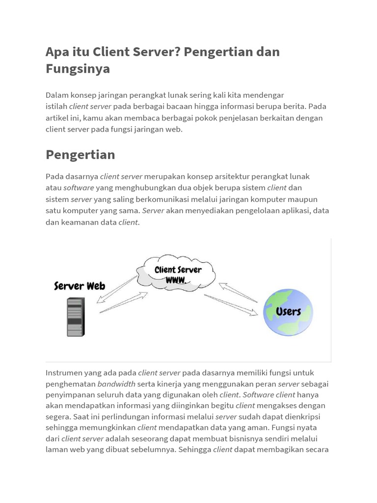 Pengertian dan Fungsi Client Server | PDF | Bisnis | Komputer