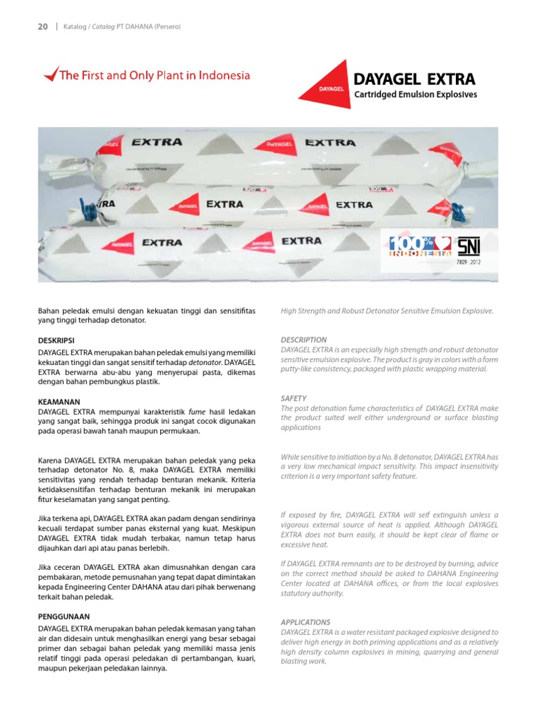 Produk Peledak DAYAGEL EXTRA | PDF