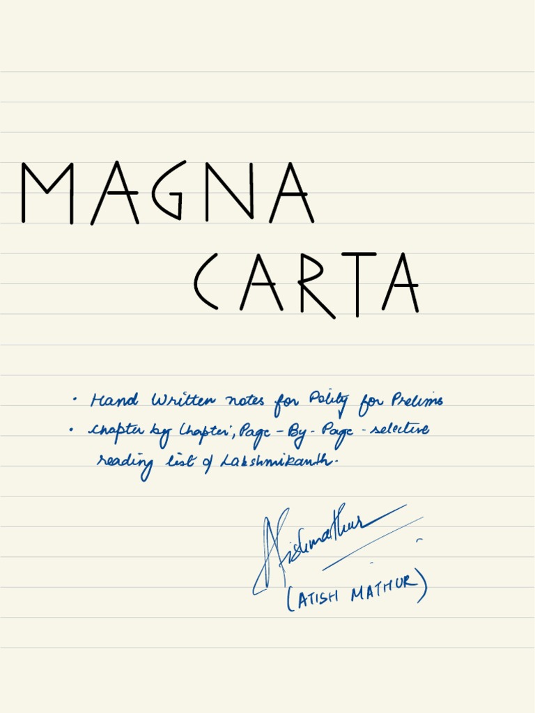 Magna Carta Handwritten Notes | PDF | Constitution | Parliament