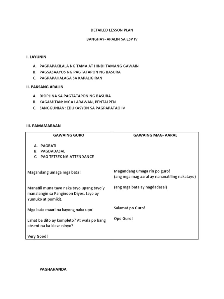 Detailed Lesson Plan | PDF