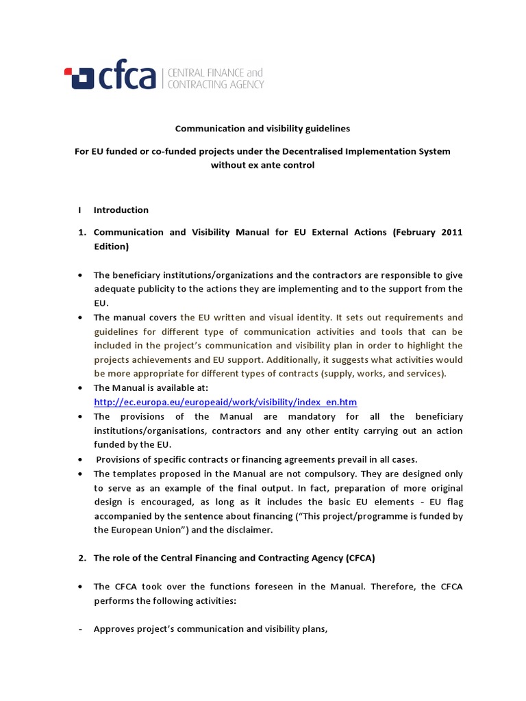 CFCA Visibility Guidelines | PDF | European Union | Press Release