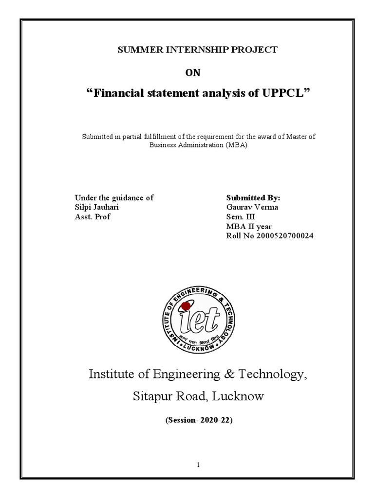Financial Statement Analysis of UPPCL | PDF | Inventory | Accounts Payable