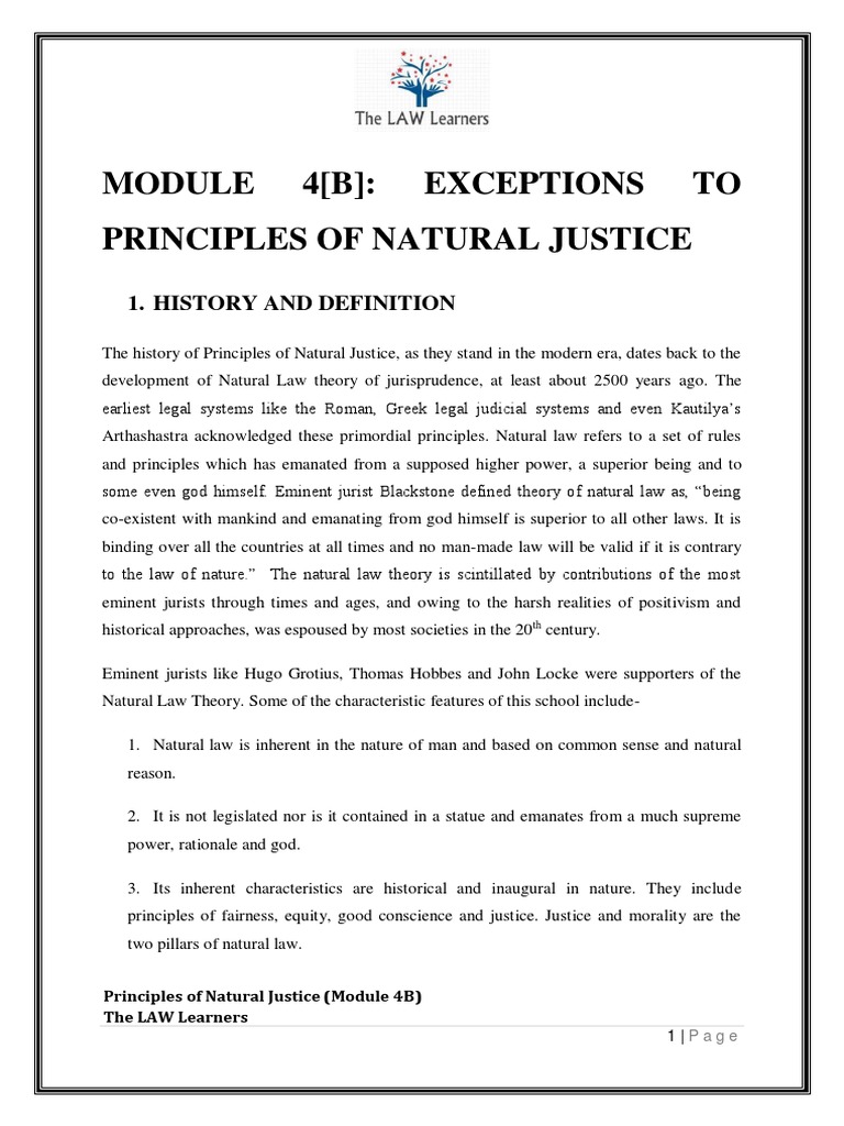 Module 4 (B) - Exceptions To The Principles of Natural Justice | PDF ...
