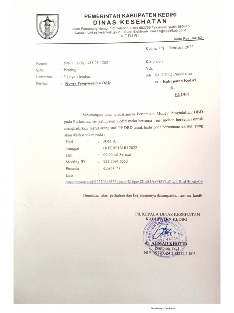 Surat Monev DBD | PDF