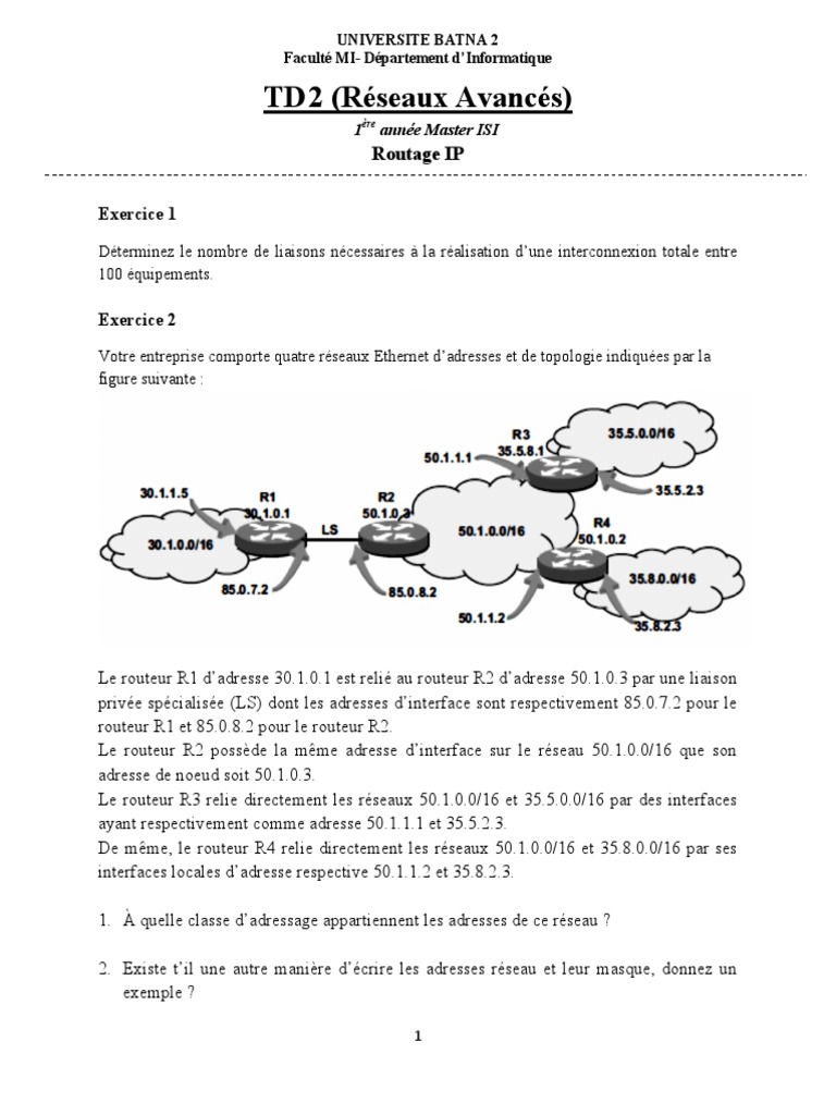 TD 2 | PDF | Routage | Routeur