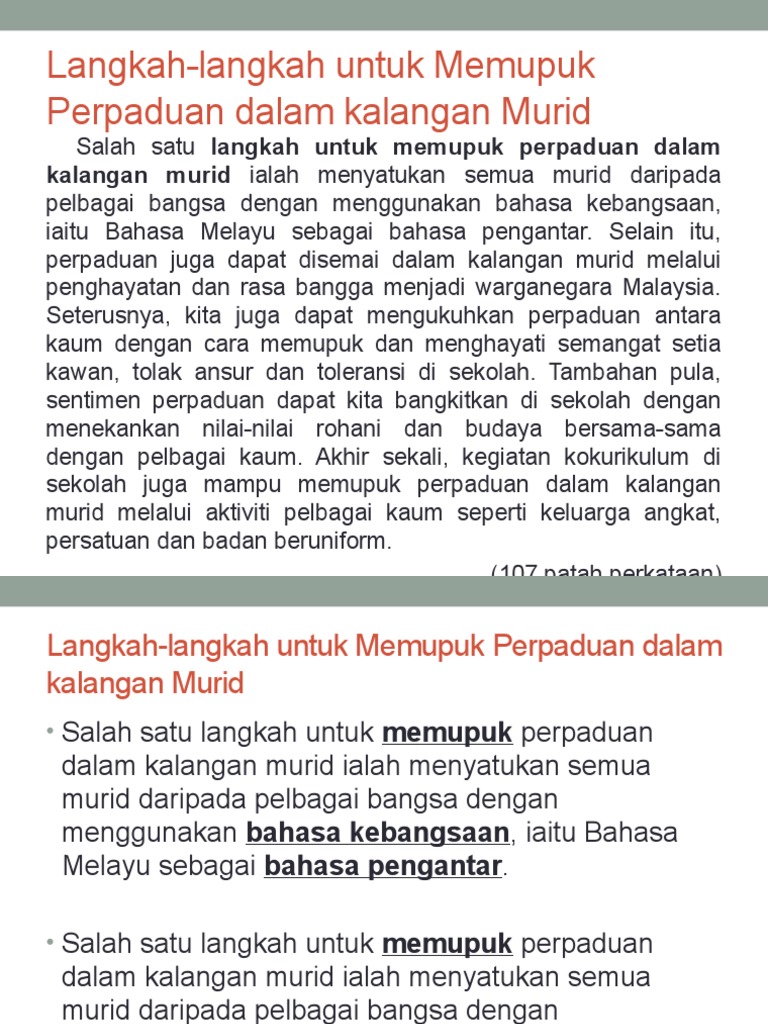 Aktiviti Membimbing Murid Dalam Langkah Memupuk Perpaduan Dalam Remaja ...