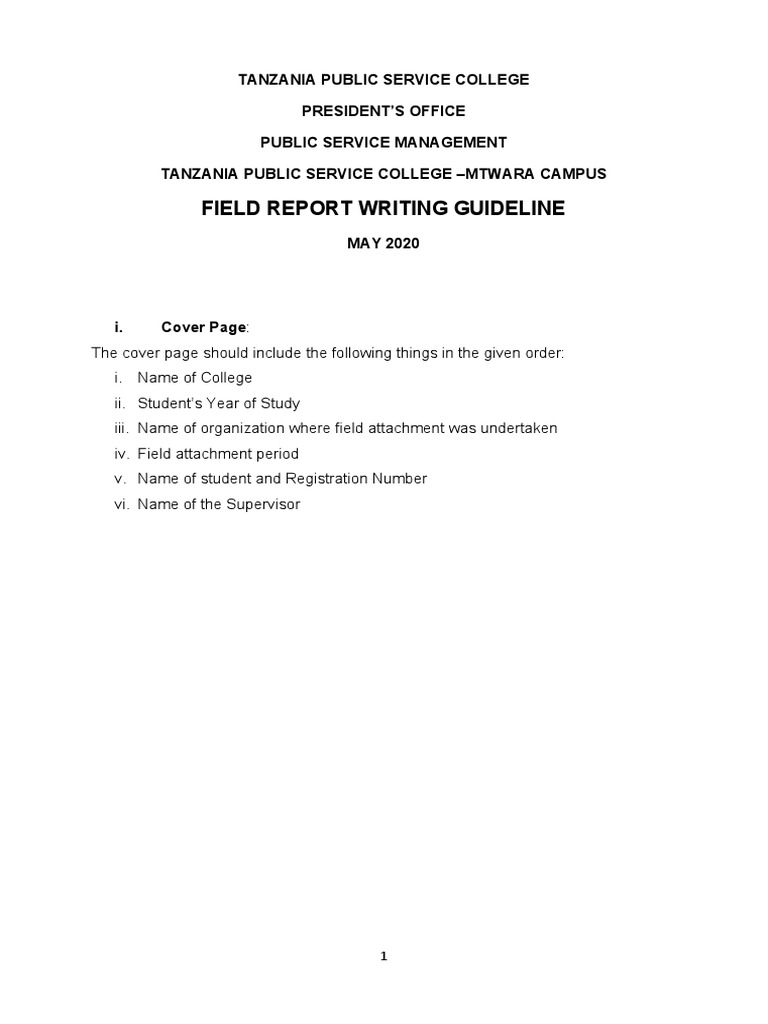 Field Attachment Report Writing Guideline | PDF | Communication | Cognition