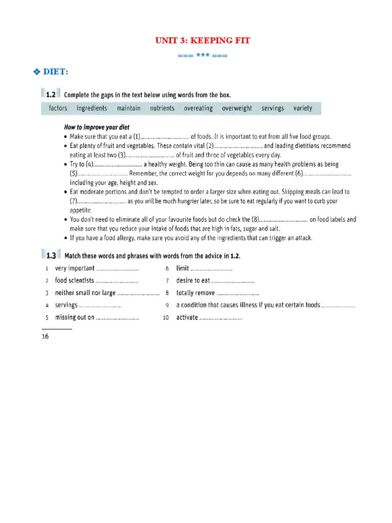 Keeping Fit: Diet and Exercise Guide | PDF