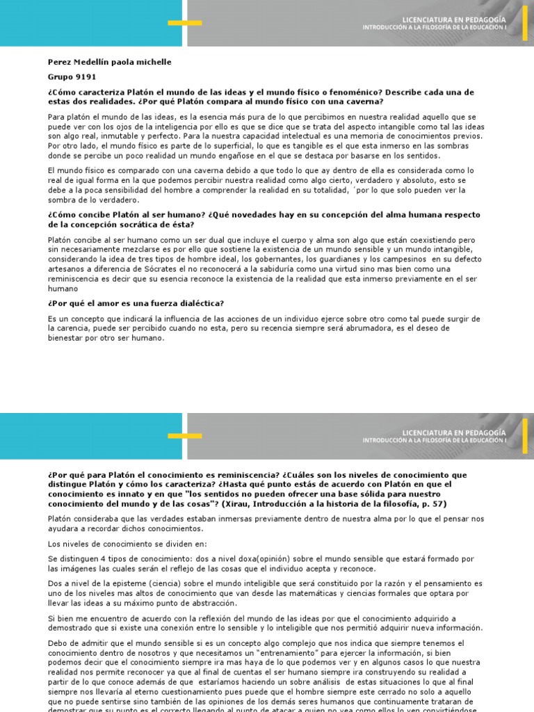 Tabla3 Act4 U2 | PDF | Platón | Conocimiento