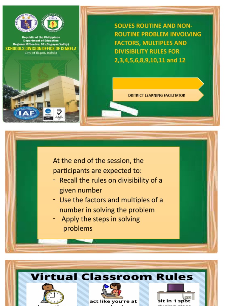 Solves Routine and Non-Routine Problem Involving Factors, Multiples and ...