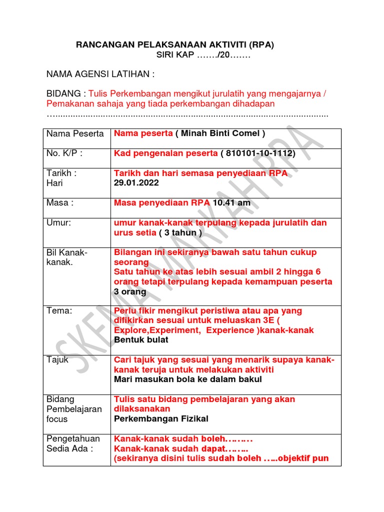 FORMAT RPA DAN Contoh Final Julai 2021 (AutoRecovered) 2 | PDF