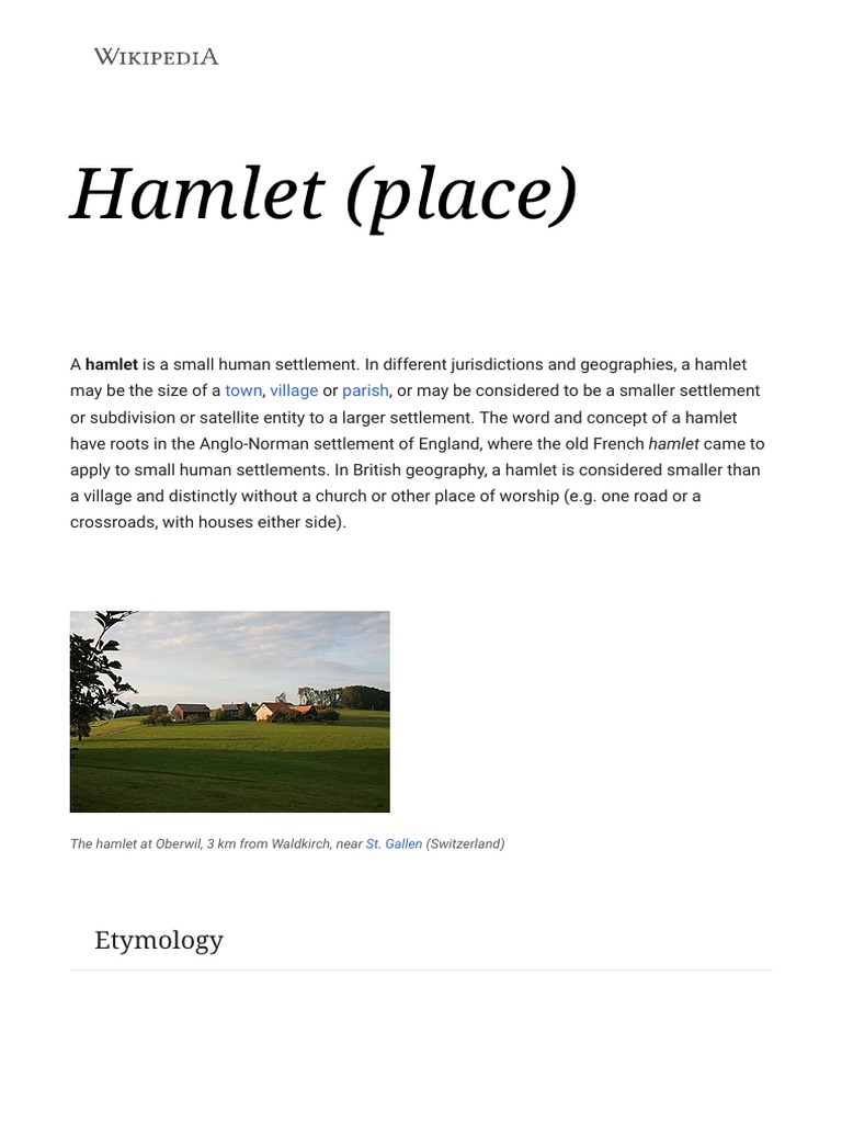 Hamlet (Place) - Wikipedia | PDF | Village | Cultural Geography