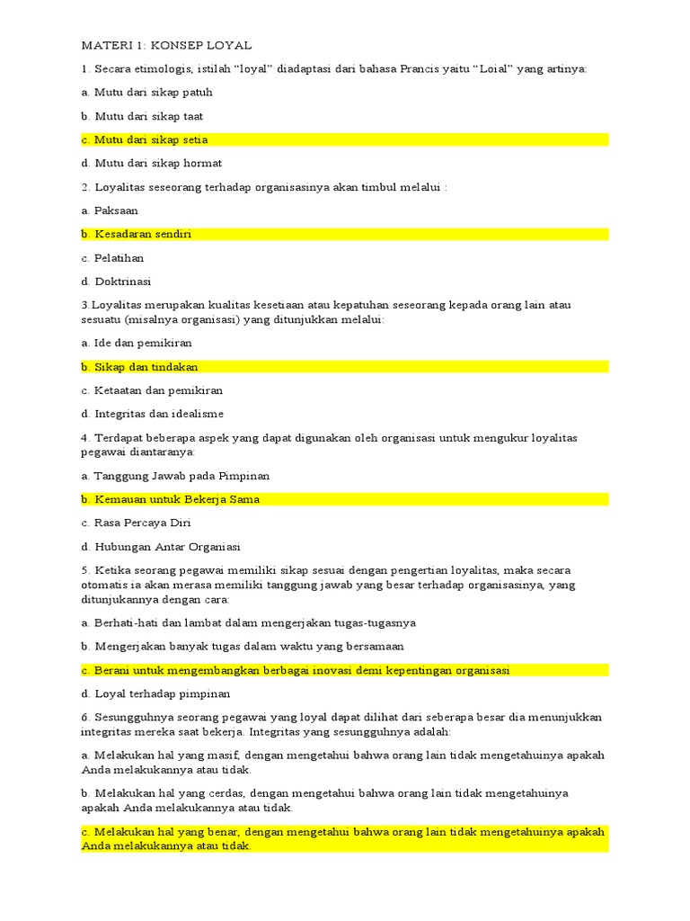 Evaluasi Soal Modul Loyal | PDF