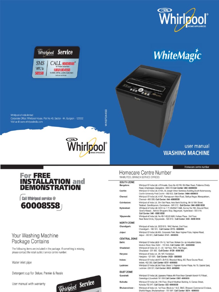 Whirlpool Whitemagic Royale 6.2 Washing Machine | PDF