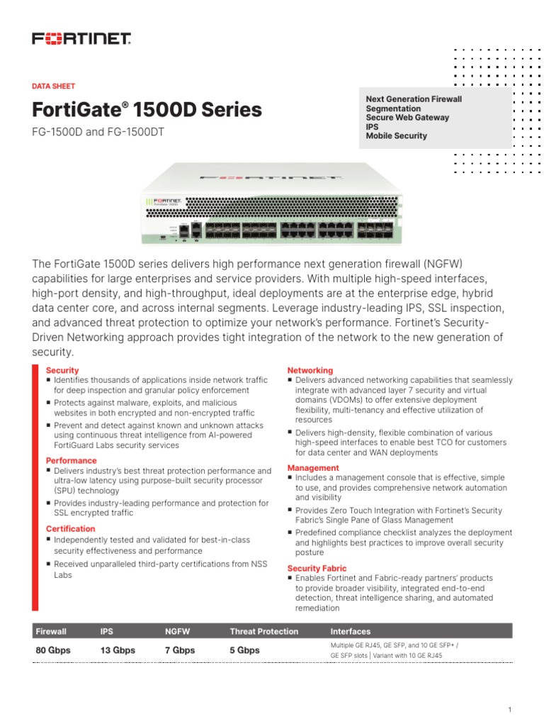 Fortigate 1500D Series: Data Sheet | PDF | Computer Network | Transport ...