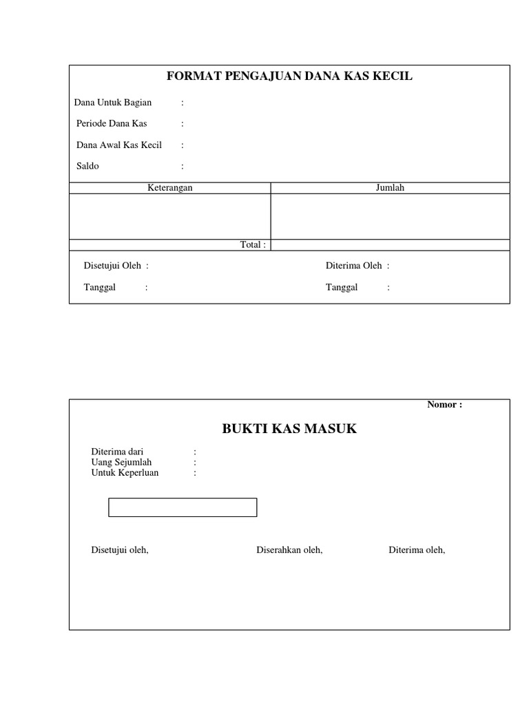 Format Pengajuan Dana Kas Kecil, BKM BKK | PDF