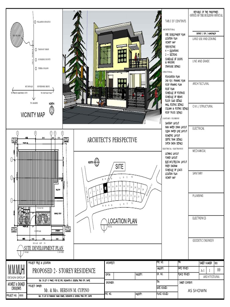 Complete Plan for 2-Storey Residence | PDF | Door | Structural Engineering