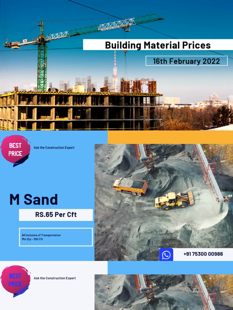 February 2022 Price List for Common Construction Materials in Chennai ...
