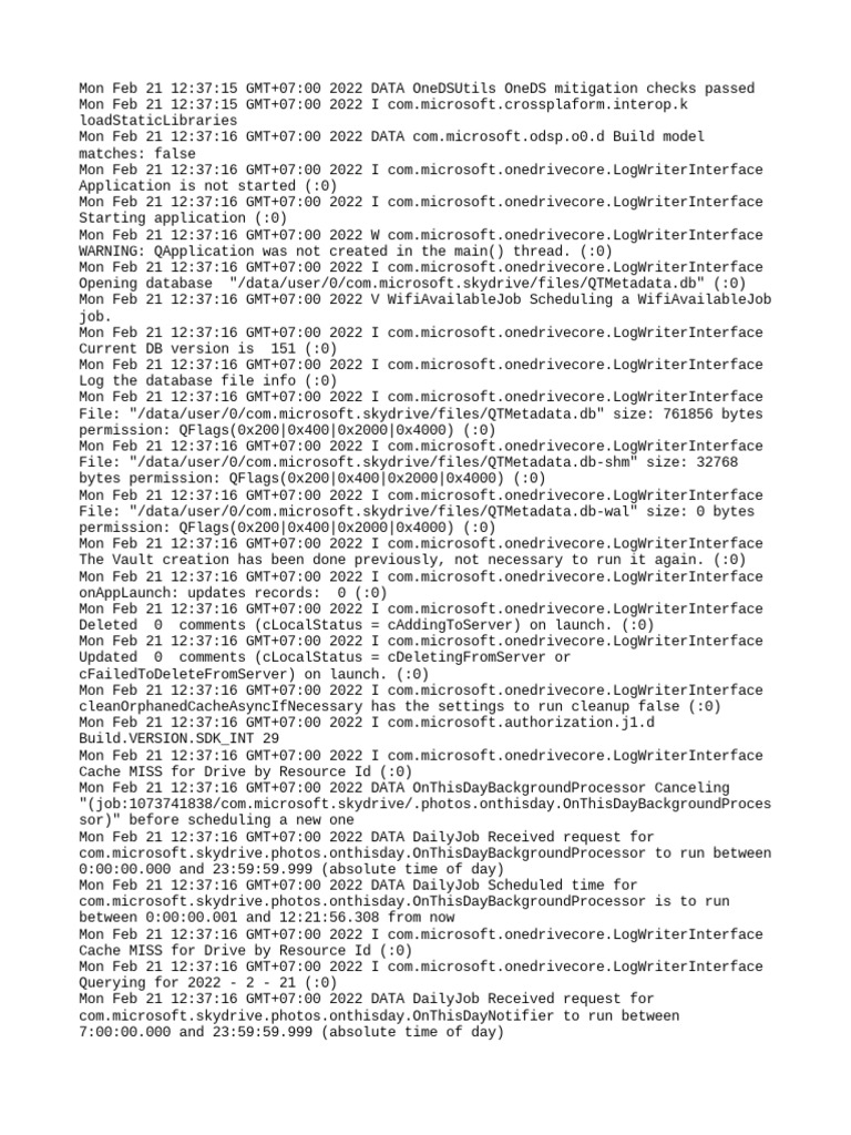OneDrive Log File Documenting App Launch Sequence and Background Job ...
