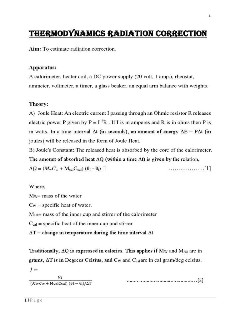 Radiation Correction in Calorimetry Experiment | PDF | Heat ...
