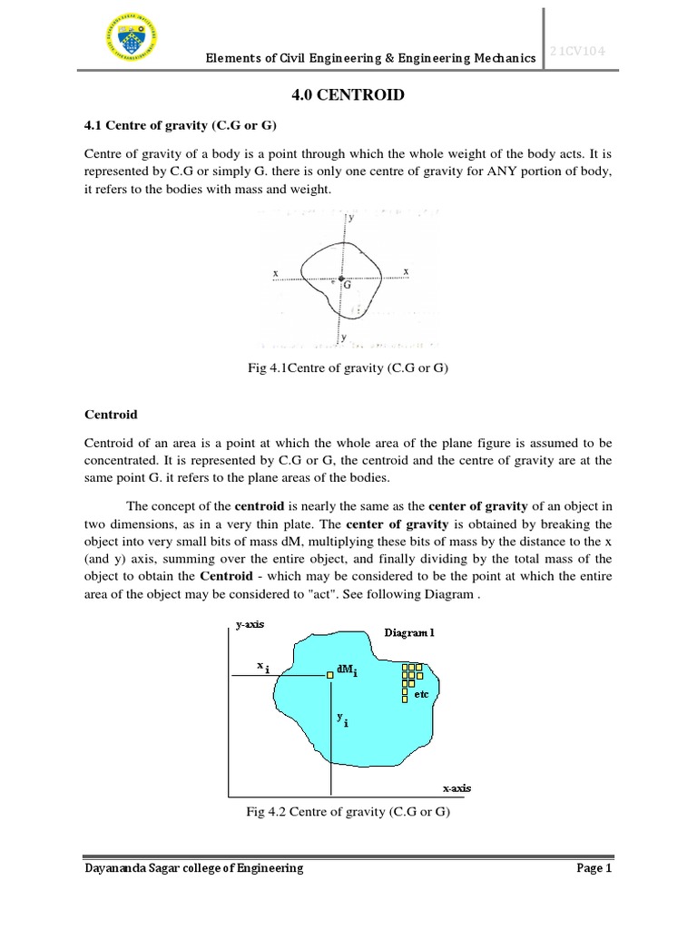 Centroid and Moment of Inertia | PDF | Center Of Mass | Area