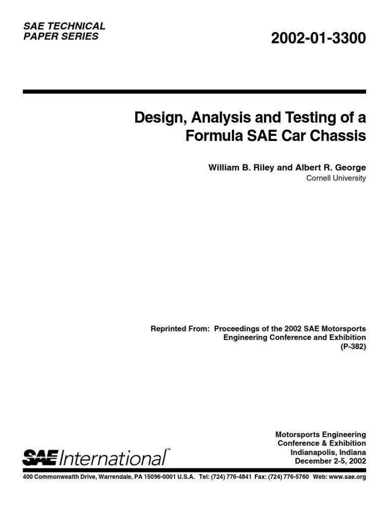 Chassis Design, Analysis and Testing of A Formula Sae Car Chassis | PDF ...