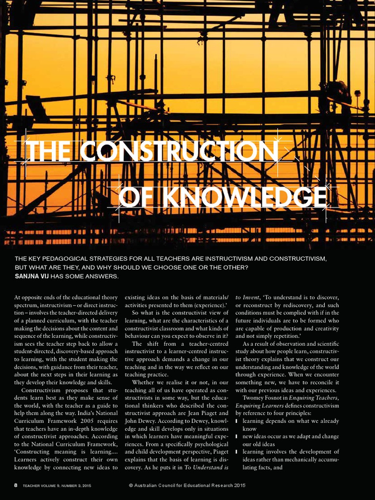 The Construction of Knowledge. (Article) Autor DR Sanjna Vij | PDF ...