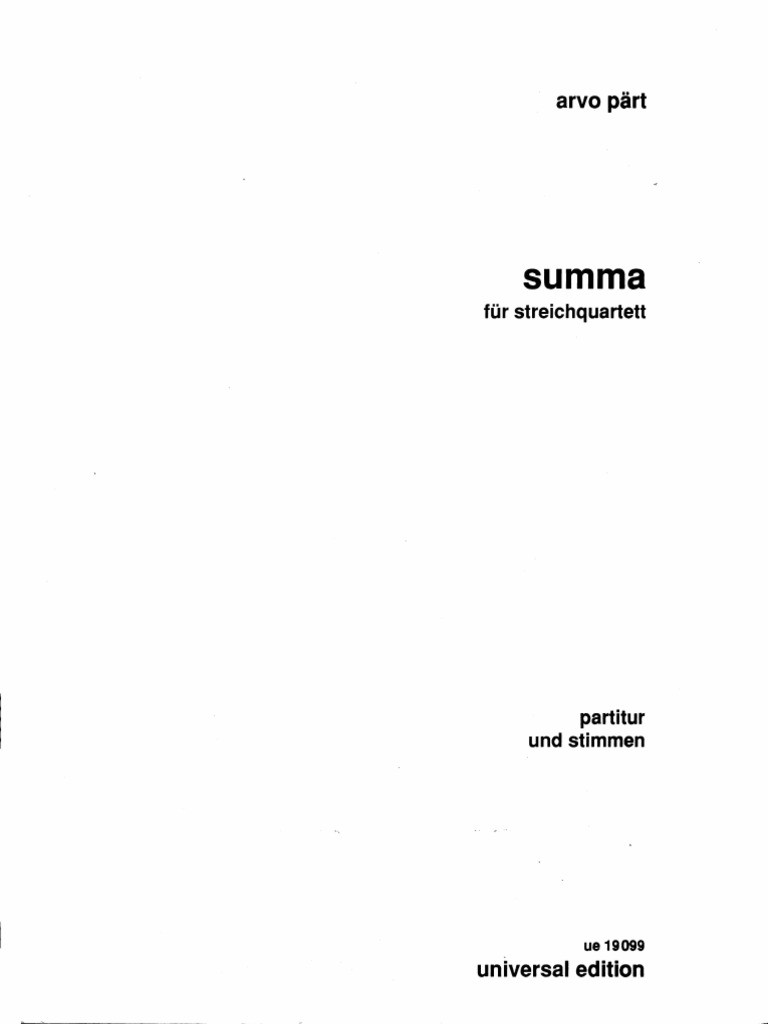 Arvo Part Summa | PDF