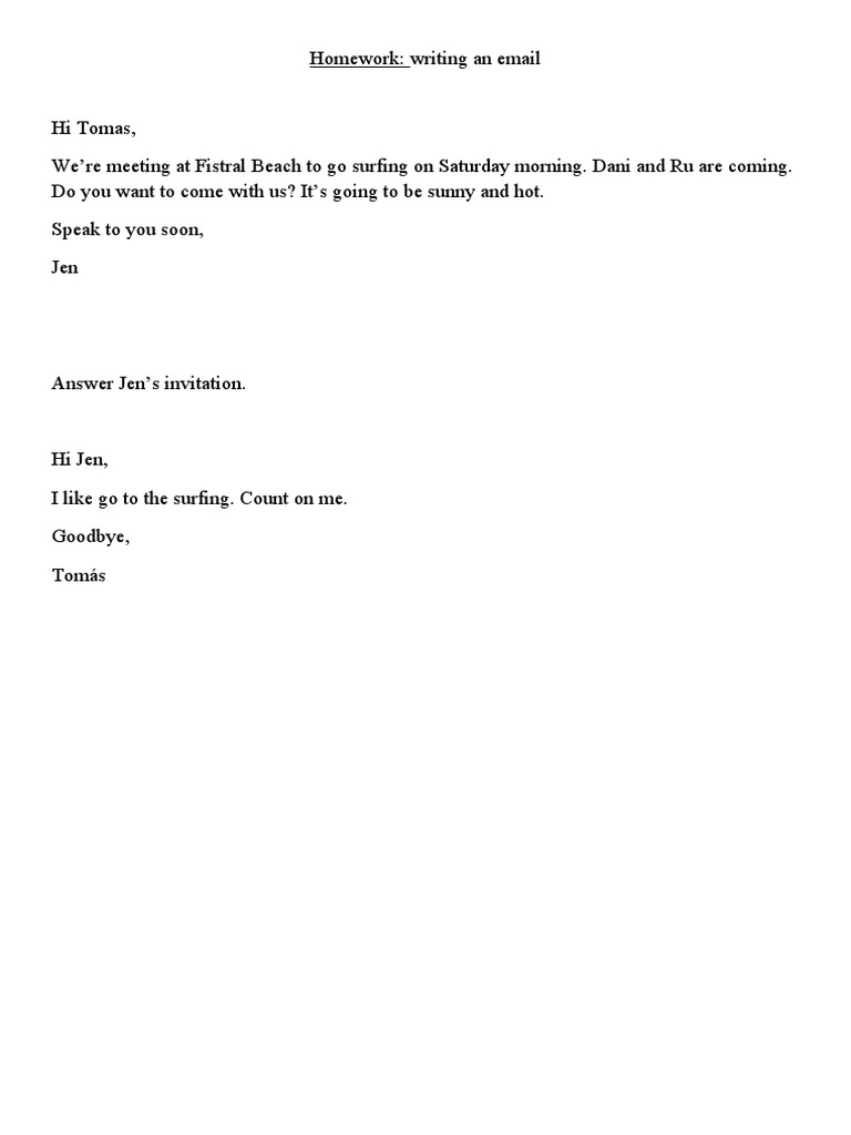 Homework Email | PDF