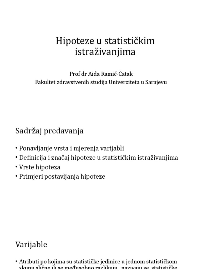 9.hipoteze Istraživanja | PDF