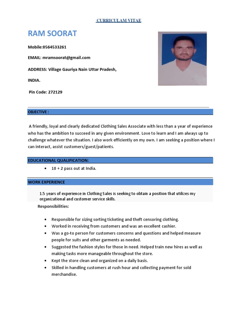 Entry-Level Clothing Sales CV | PDF | Law