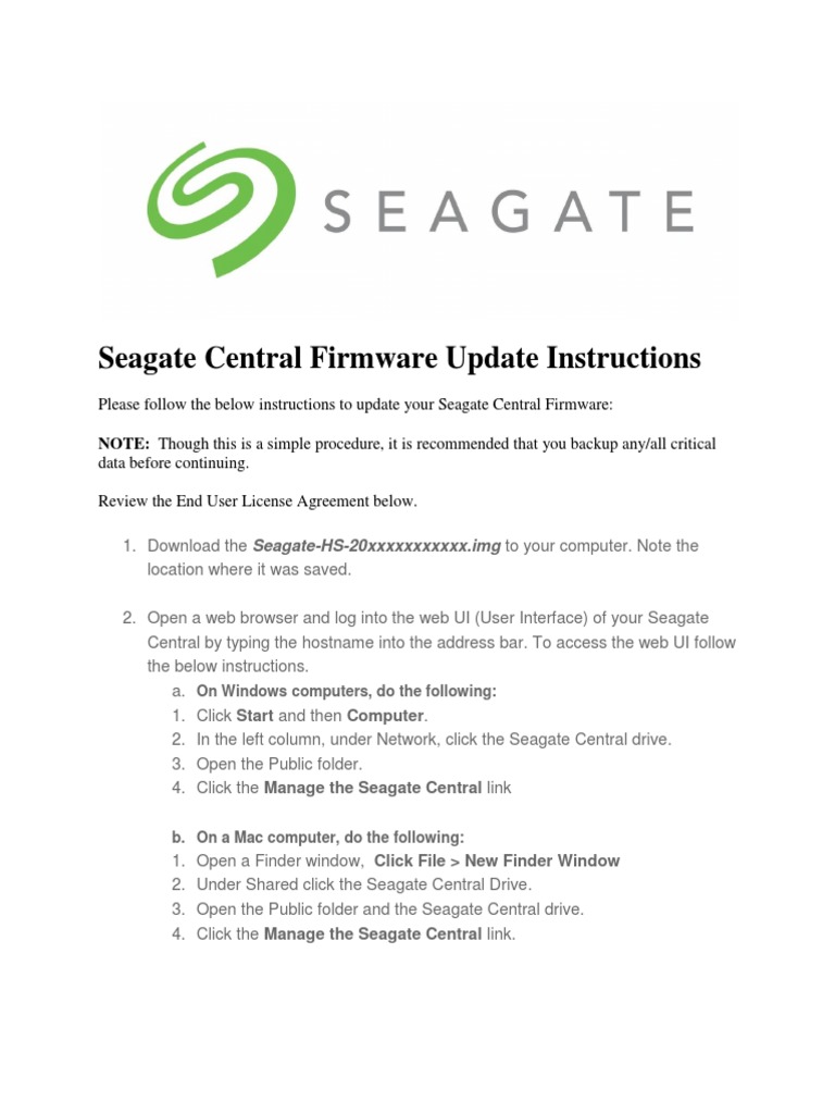 Seagate Central Firmware Update Instructions | PDF | License | Tort