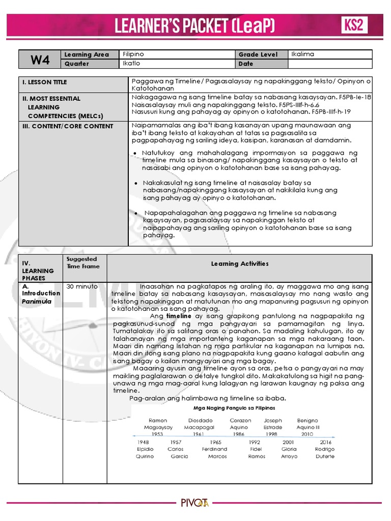 LeaP-Filipino-G5-Week 4-Q3 | PDF