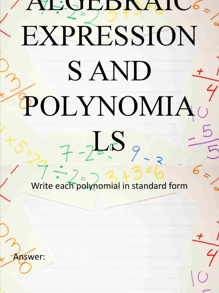 Algebraic Expression and Polynomial | PDF | Language Arts & Discipline | Teaching Methods ...
