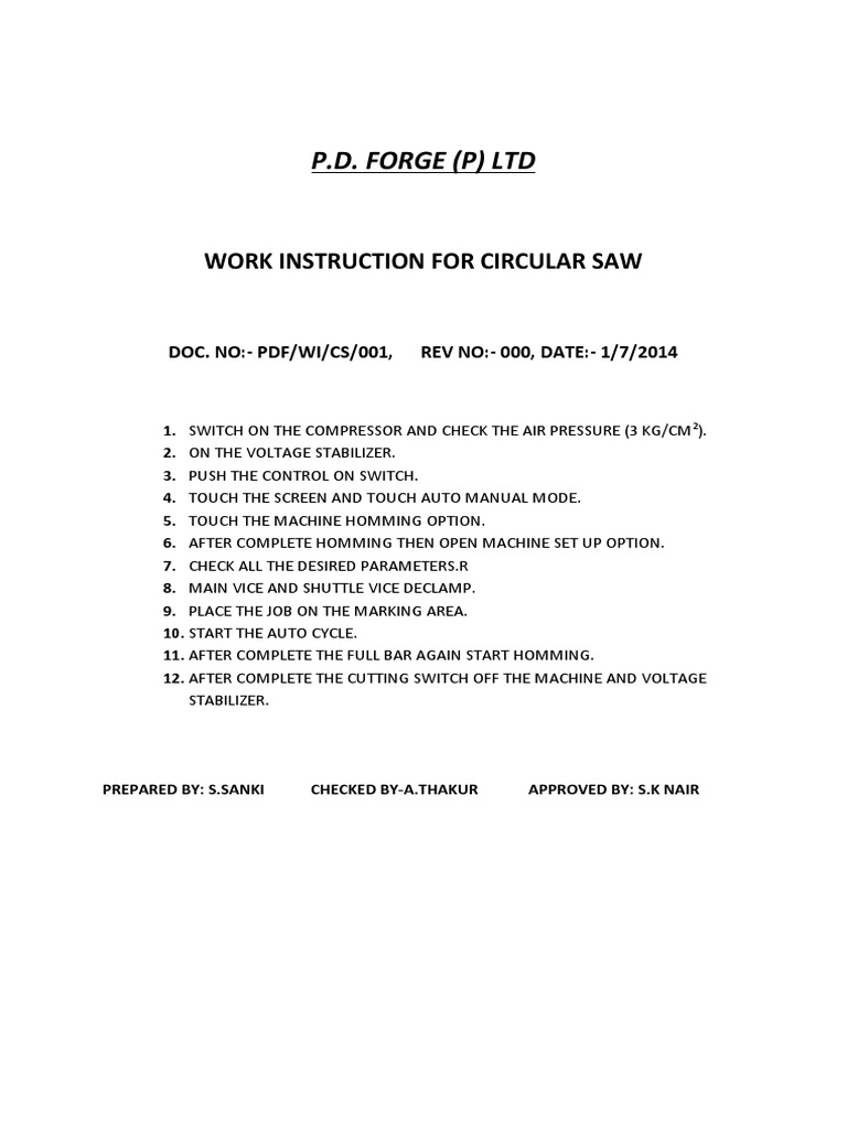 Work Instruction (Updated) | PDF | Switch | Grinding (Abrasive Cutting)