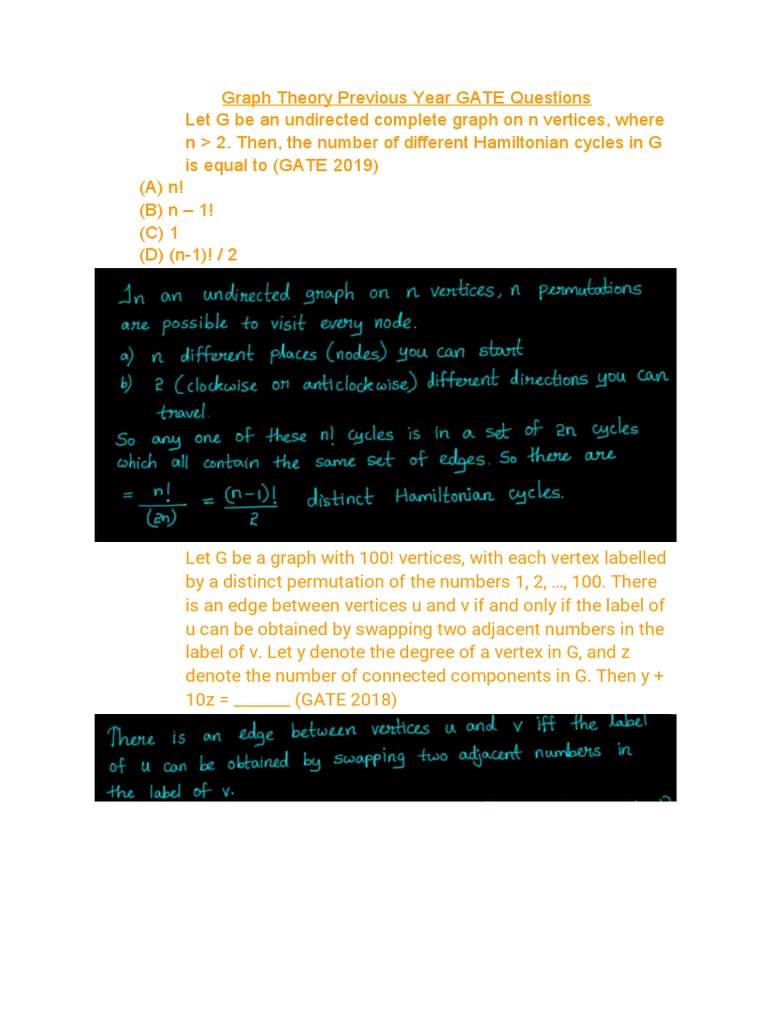 20.previous Year GATE Questions (With Solutions) | PDF | Vertex (Graph ...