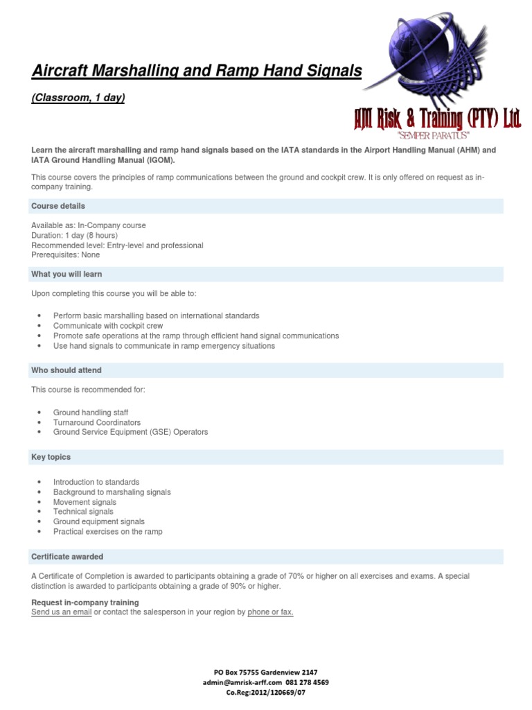 Aircraft Marshalling Course Overview | PDF | Business | Computers